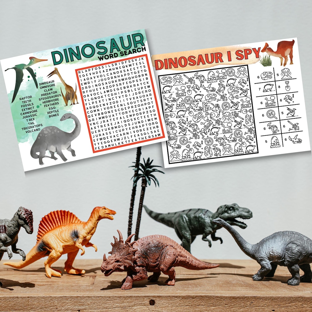 Dinosaur Activity Sheets: Word Search, Coloring Pages (PDF Download) - Etsy