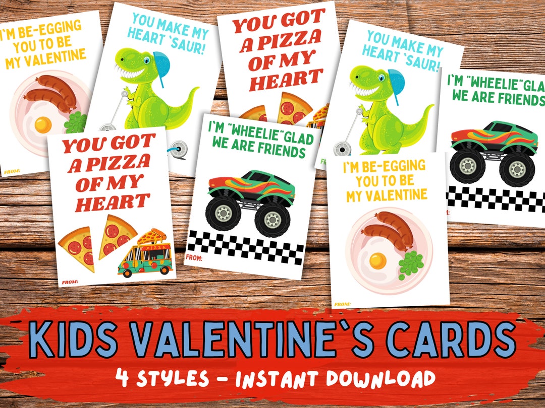 Printable Kids Valentines Cards, Valentines Kids Classroom, Boy ...