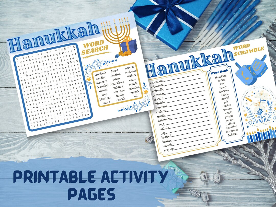 Hanukkah Activity Pages Printable Chanukah Word Search Pages - Etsy
