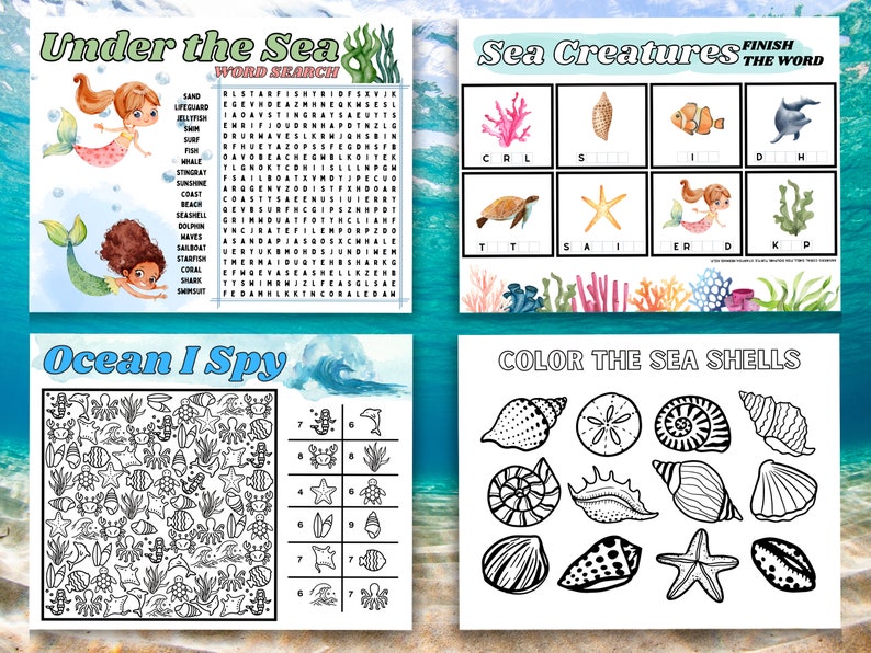 Mermaid Party Activity, Under the Sea Printable, Mermaid Party Favors ...