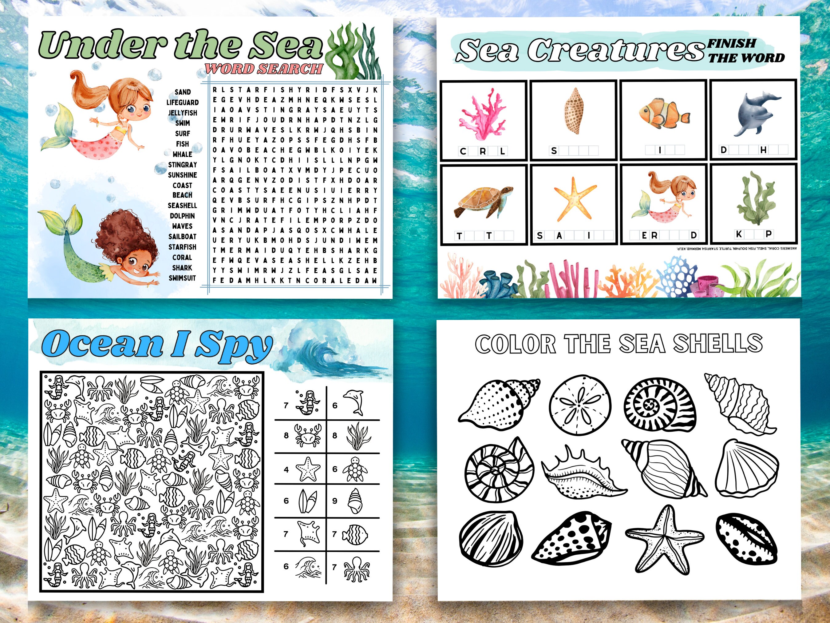 Mermaid Party Activity, Under the Sea Printable, Mermaid Party Favors ...