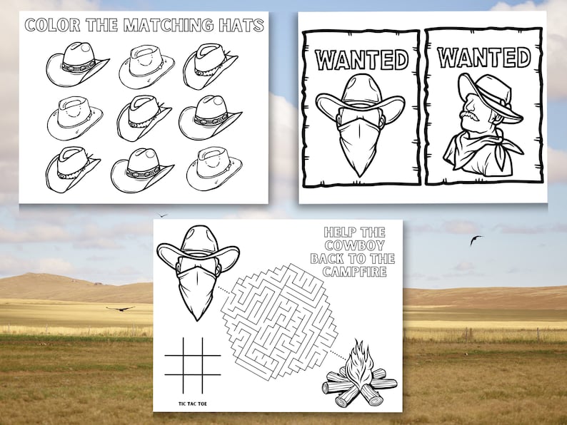 Wild West Activity Pages: Cowboy Word Search, Coloring (PDF) - Etsy