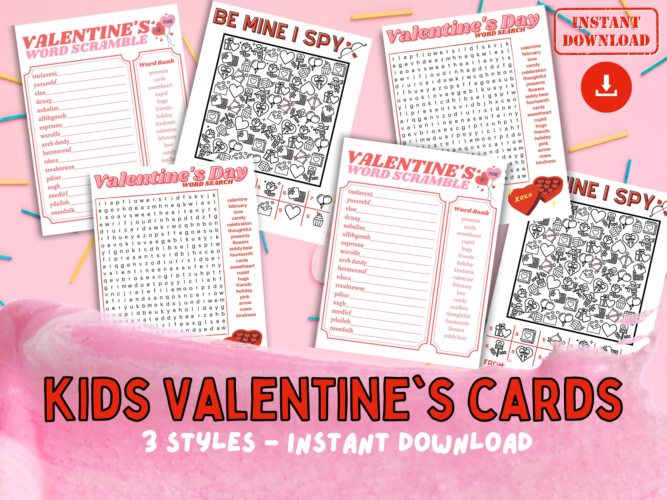 Printable Valentines Cards for Kids, Valentine Kids Classroom, Activity ...