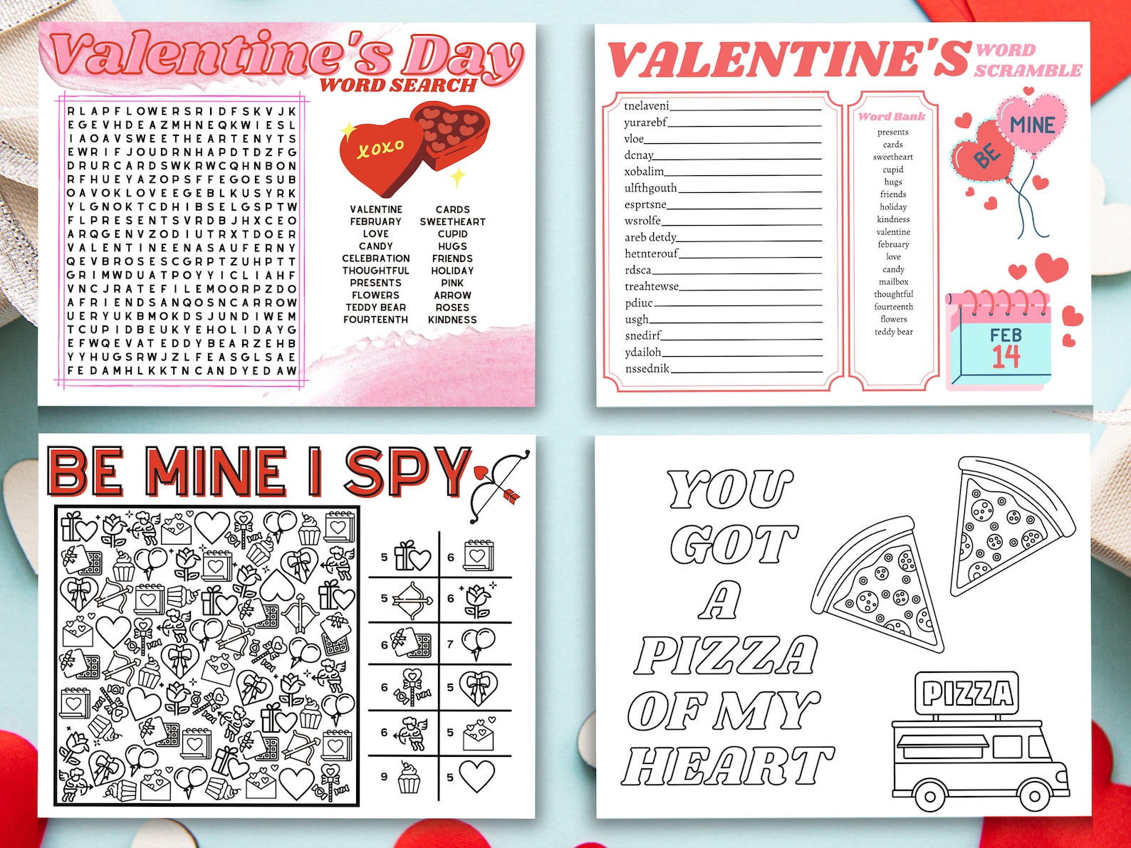 Printable Valentine's Day Kids Activity Pages, Valentines Word Search ...