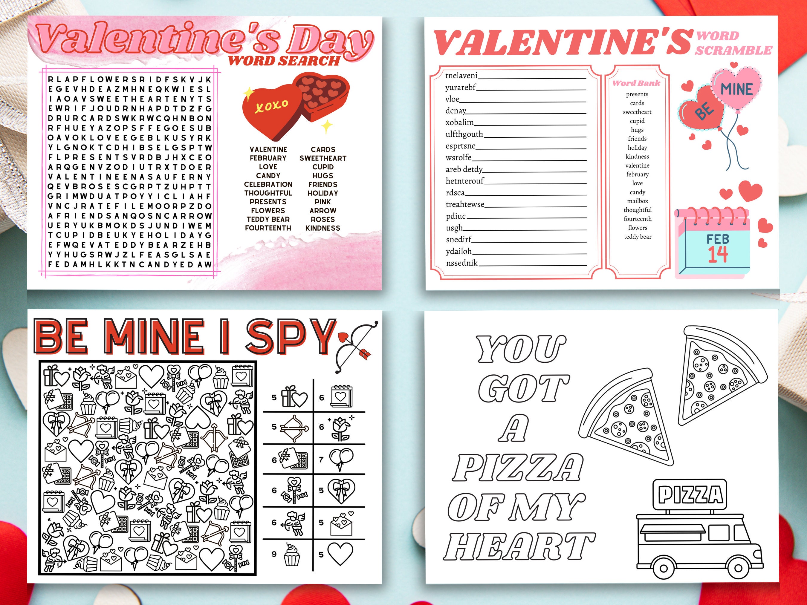 Printable Valentine's Day Kids Activity Pages Valentines - Etsy