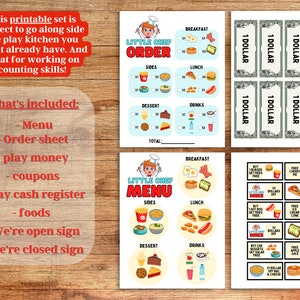 Printable Kids Pretend Play Restaurant, Little Chef Diner, Educational ...