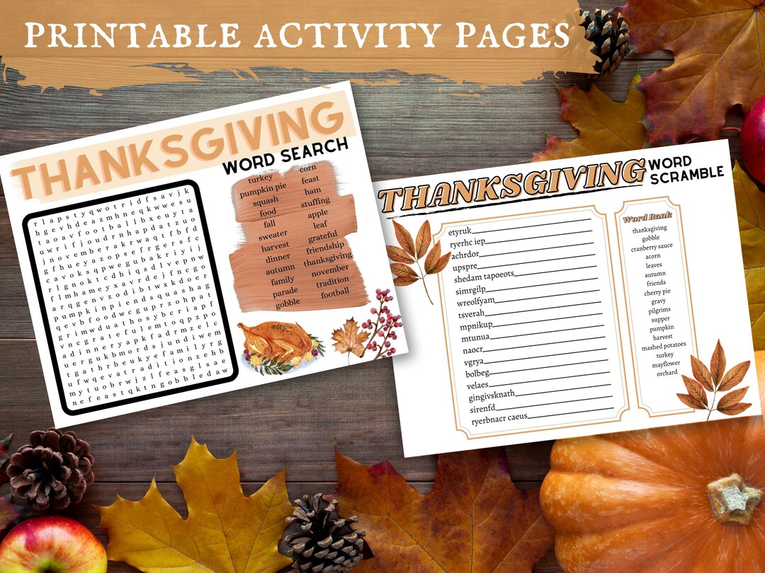 Printable Thanksgiving Kids Activity Pages, Fall Word Search Pages ...