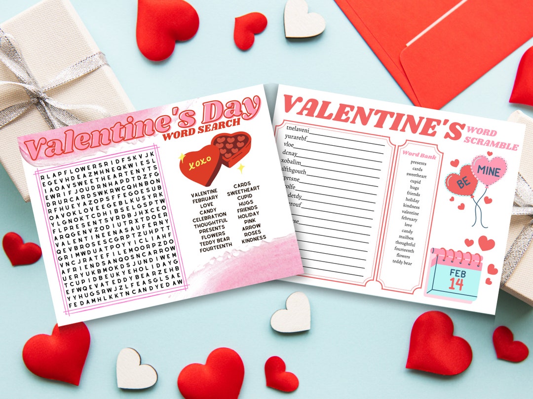 Printable Valentine's Day Kids Activity Pages, Valentines Word Search ...
