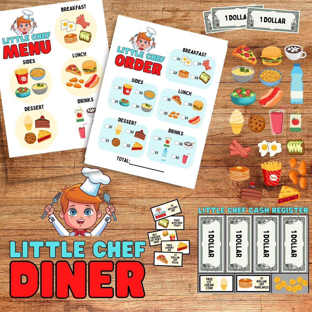 Printable Pretend Play Restaurant Set: Little Chef Diner (PDF) - Etsy UK
