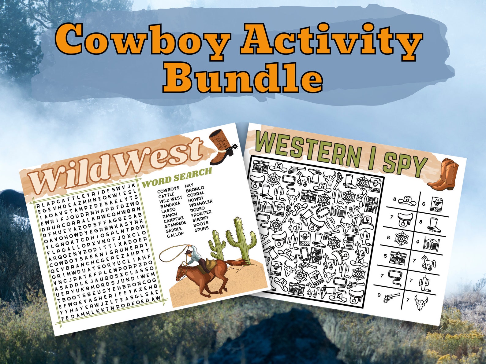 Wild West Activity Pages: Cowboy Word Search, Coloring (PDF) - Etsy