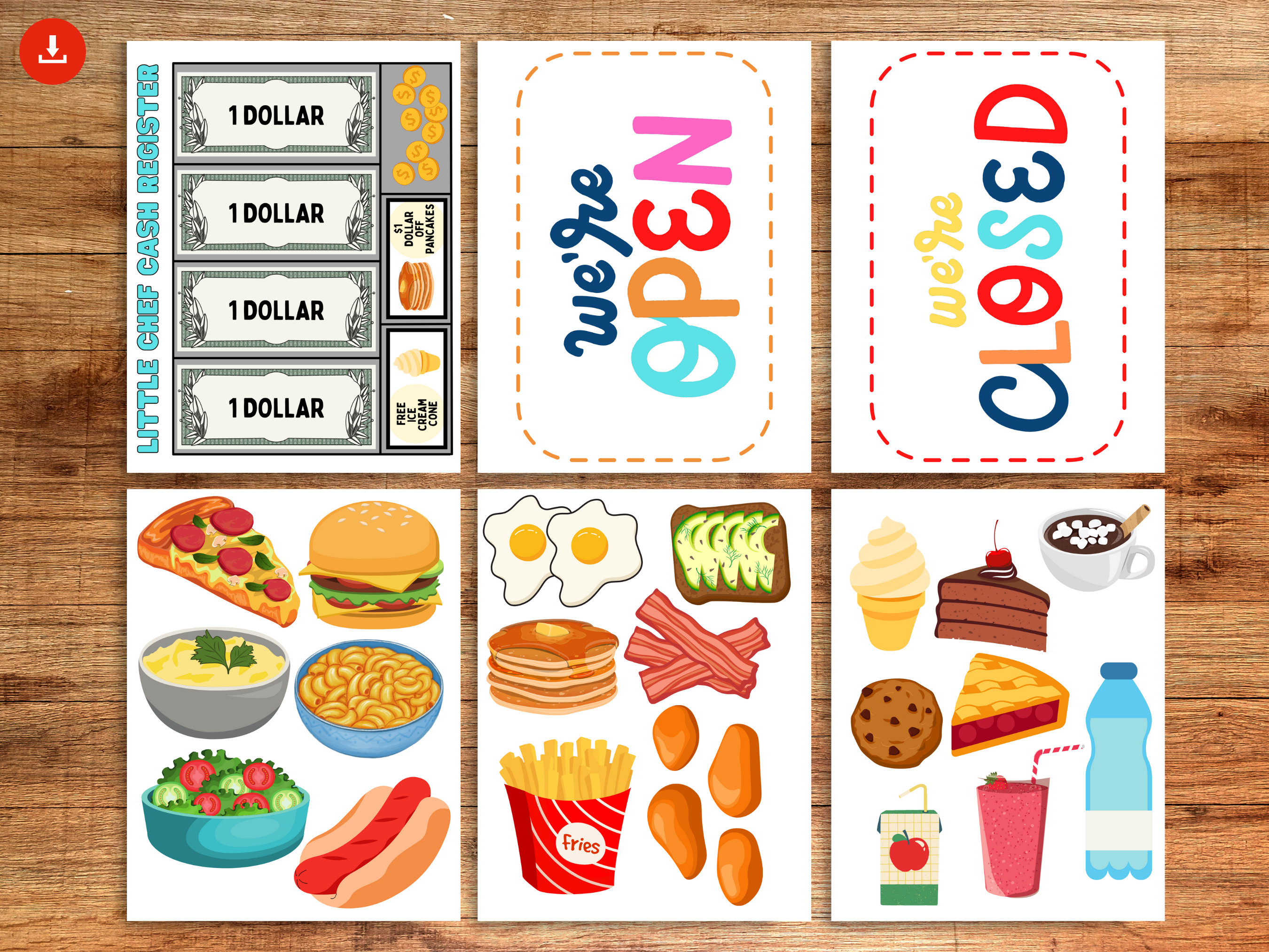 Printable Kids Pretend Play Restaurant, Little Chef Diner, Educational ...