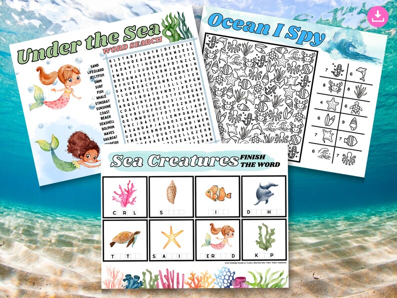 Mermaid Party Activity, Under the Sea Printable, Mermaid Party Favors ...