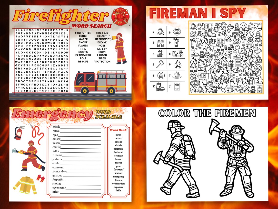 Firefighter Activity Printable for Kids | Fireman Birthday ...