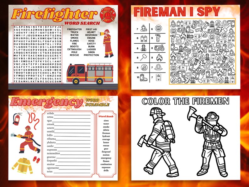 Firefighter Activity Printable for Kids | Fireman Birthday ...