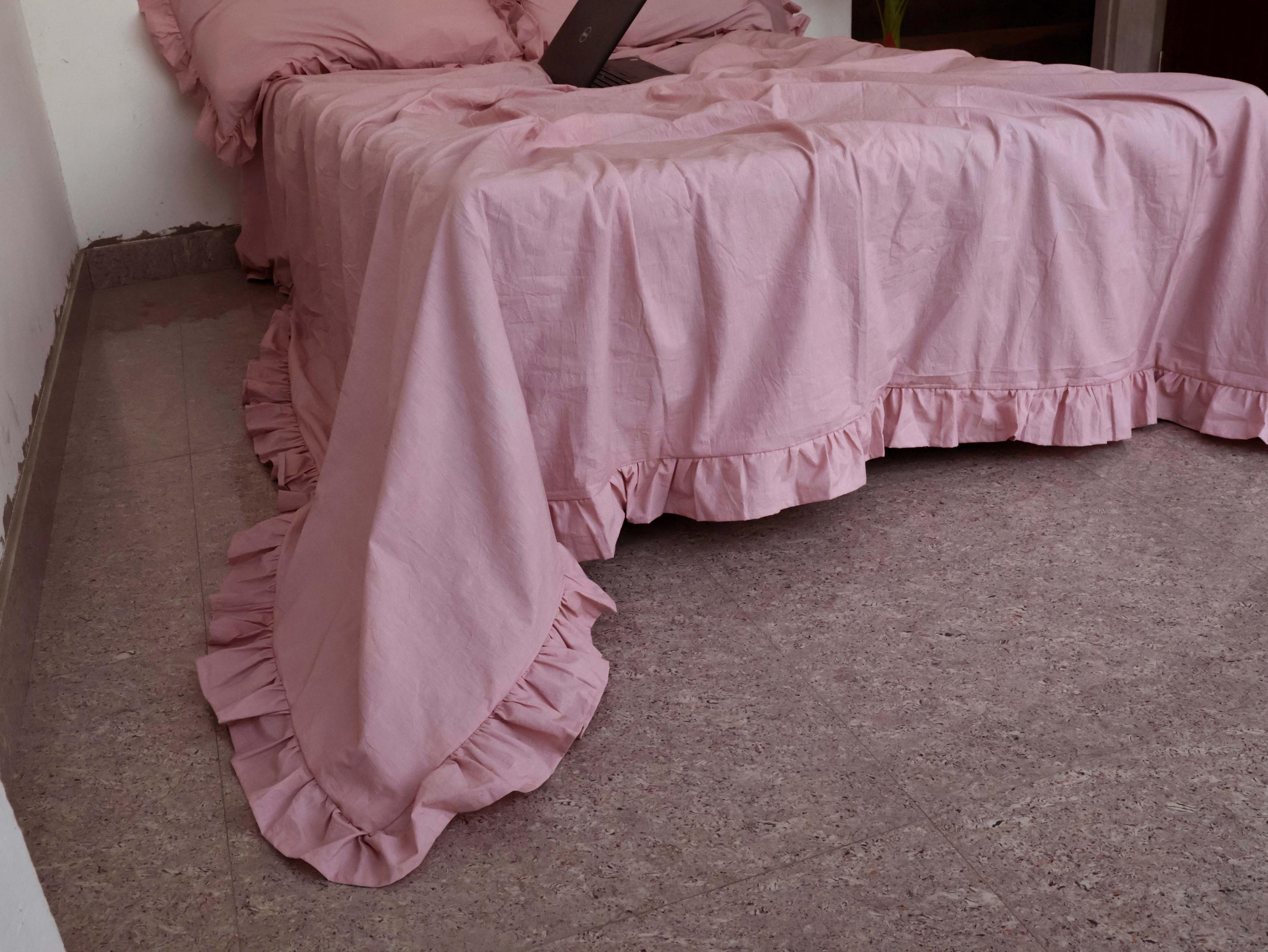 Blush Pink Cotton Duvet Cover Ruffled Cotton Duvet Cover With 2 ...