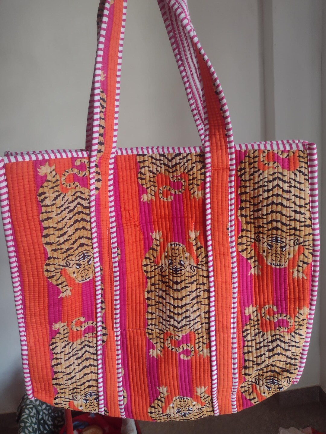 Indian Tibetan Tiger Print Tote Bag, Handle Bag, Comfortable Book Bag ...