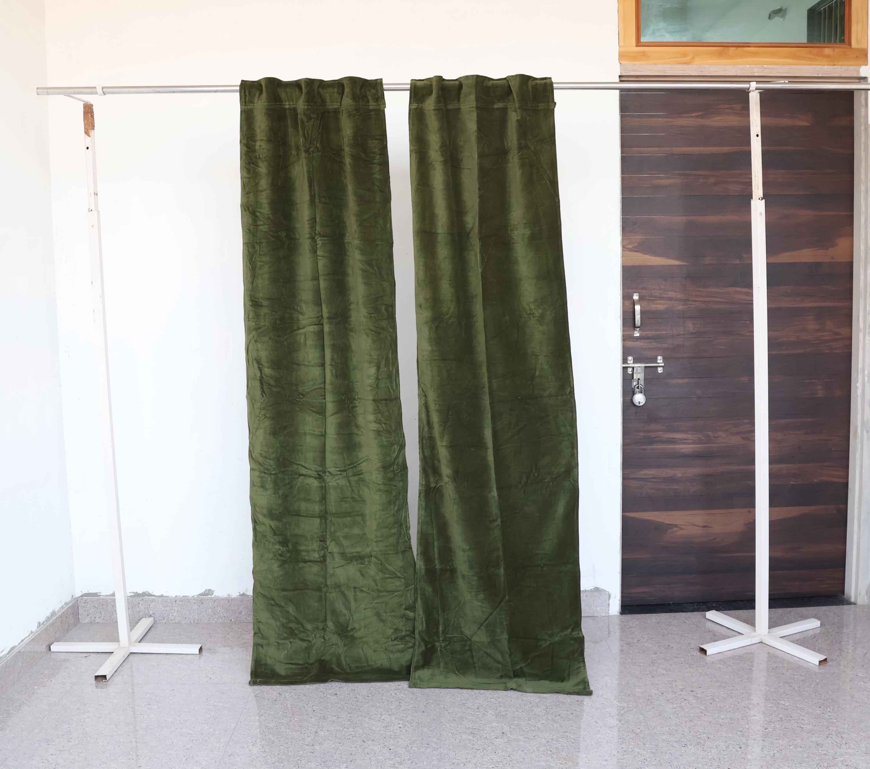 Dark Moss Green Velvet Curtain Custom Curtain - Etsy