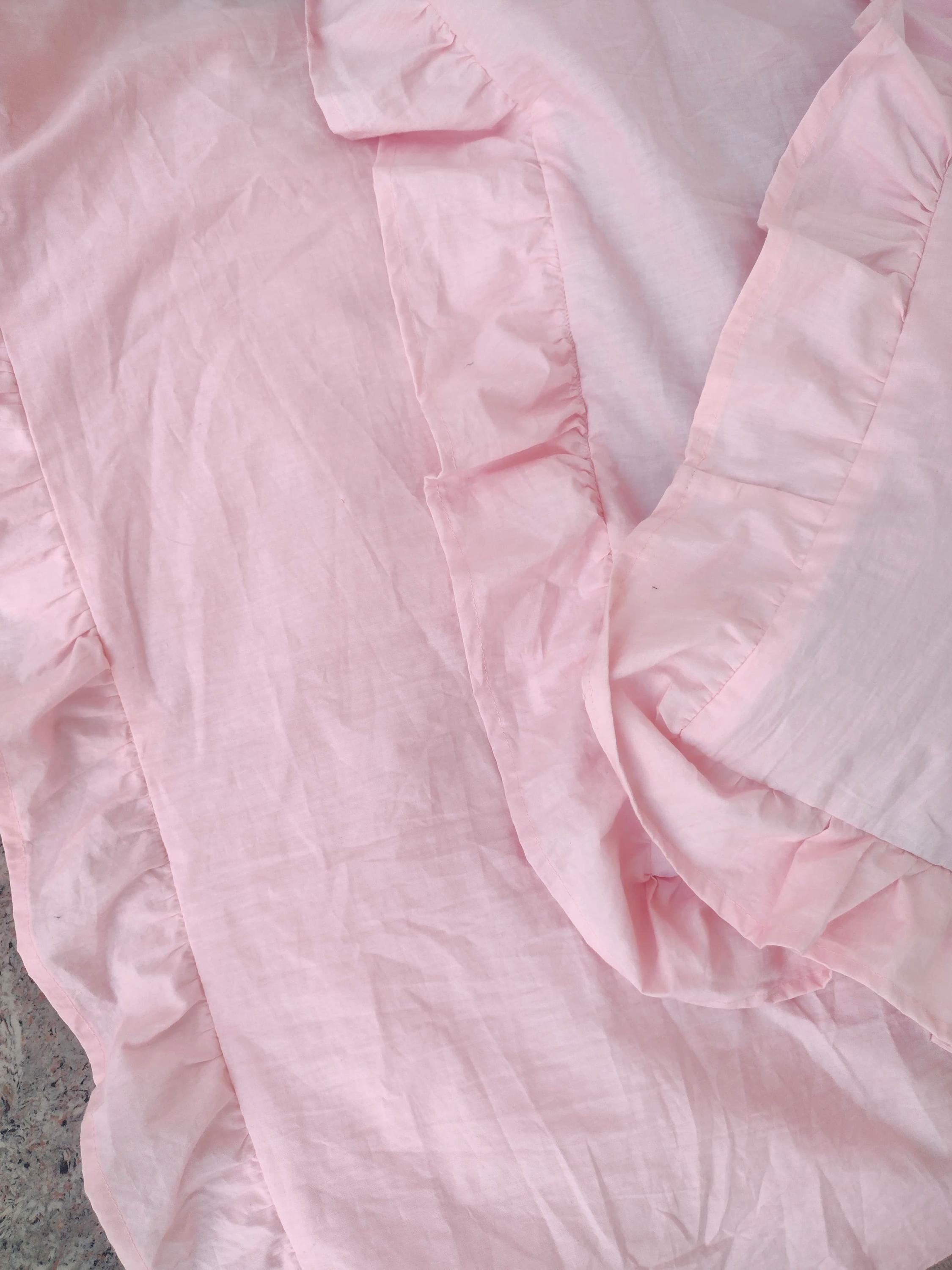 Pink Linen Bedding Duvet Cover Set Ruffled Linen Duvet Cover With 2 ...