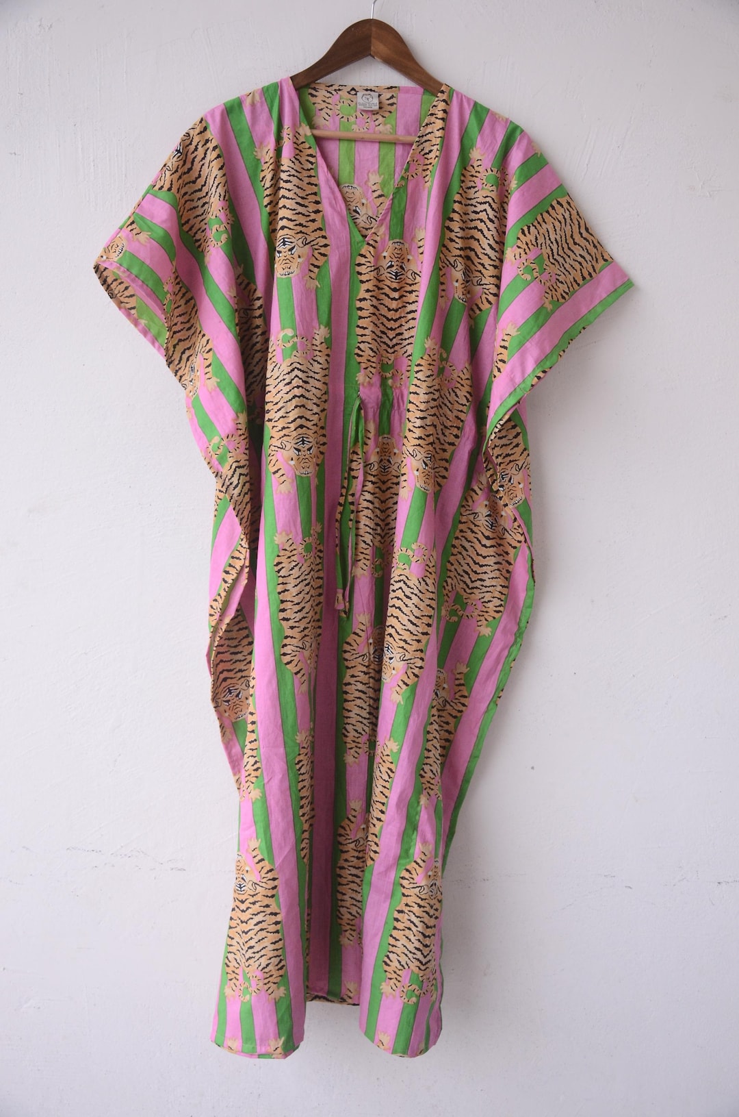 Pink Cotton Printed Kaftan Dress: Indian Handblock Beach Cover Up - Etsy