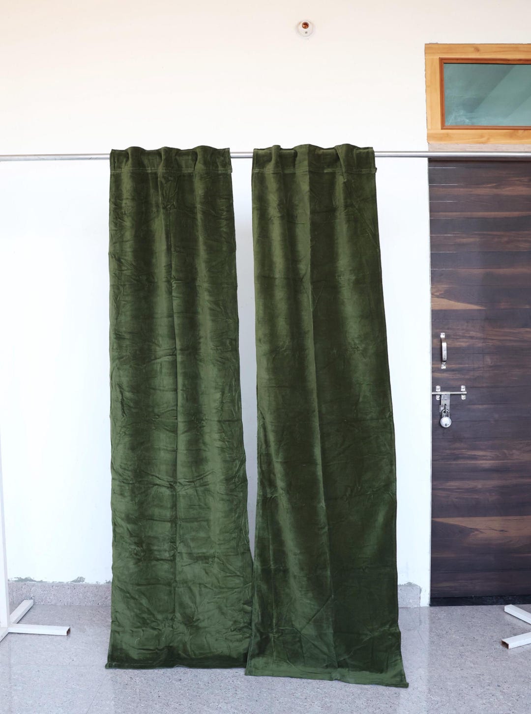 Dark Moss Green Velvet Curtain Custom Curtain - Etsy