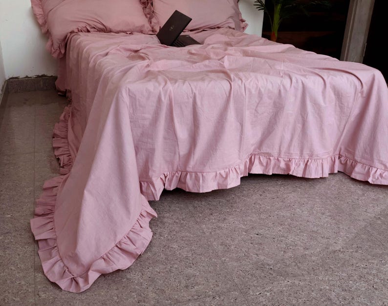Blush Pink Cotton Duvet Cover Ruffled Cotton Duvet Cover With 2 ...