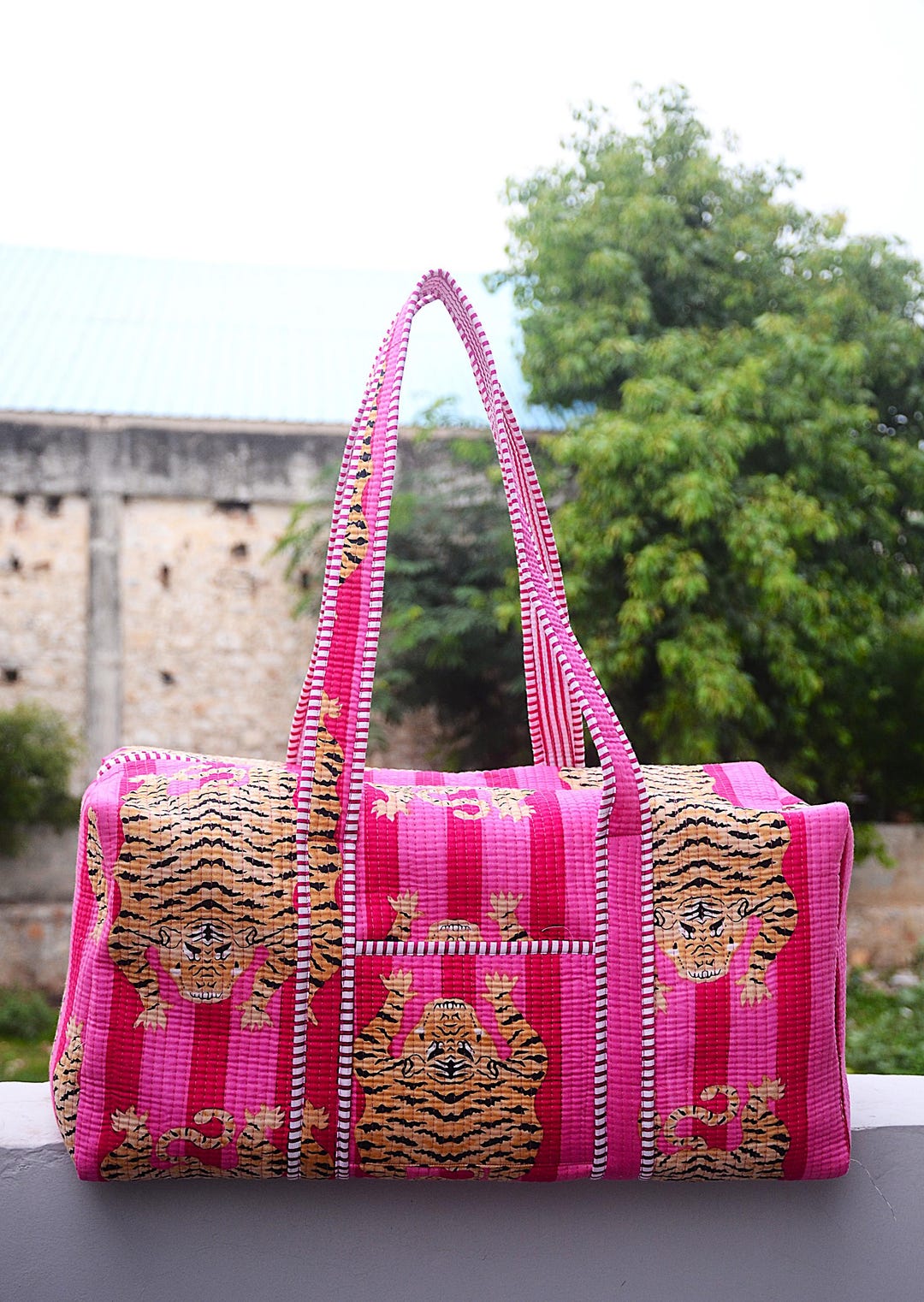 Hand Block Print Duffle Bag: Quilted Cotton Travel Bag - Etsy