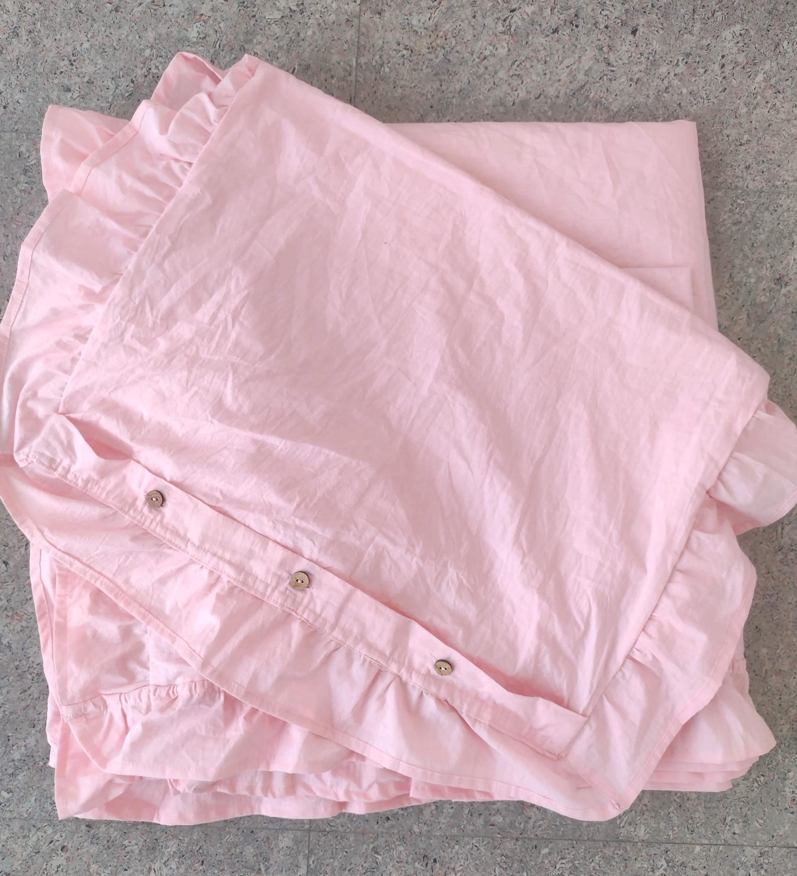 Pink Linen Bedding Duvet Cover Set Ruffled Linen Duvet Cover With 2 ...