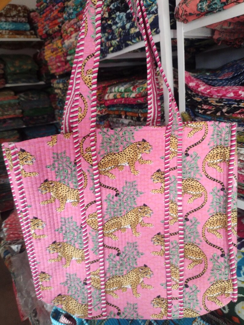 Indian Tibetan Tiger Print Tote Bag, Handle Bag, Comfortable Book Bag ...