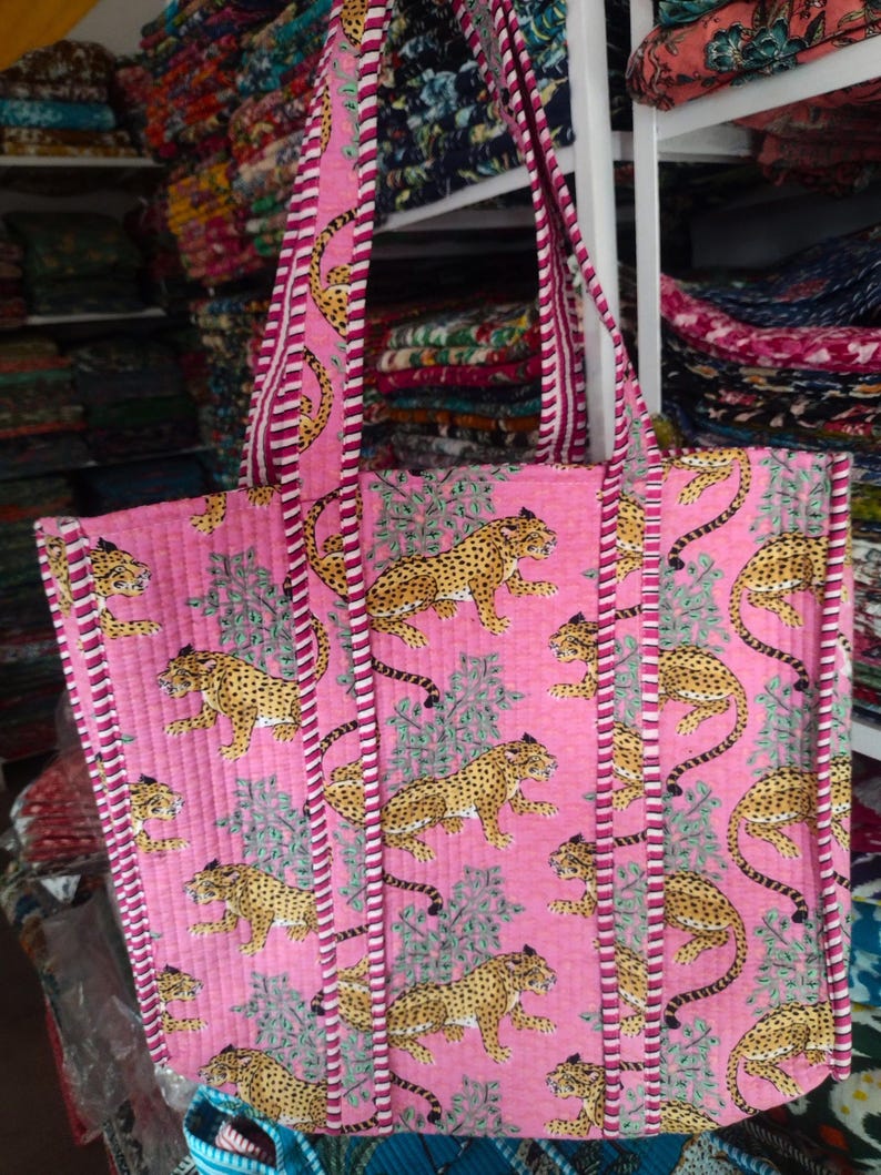 Indian Tibetan Tiger Print Tote Bag, Handle Bag, Comfortable Book Bag ...