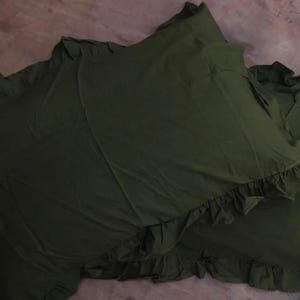 Cotton Olive Green Duvet Cover 3pcs Ruffled Duvet Cover With 2 ...