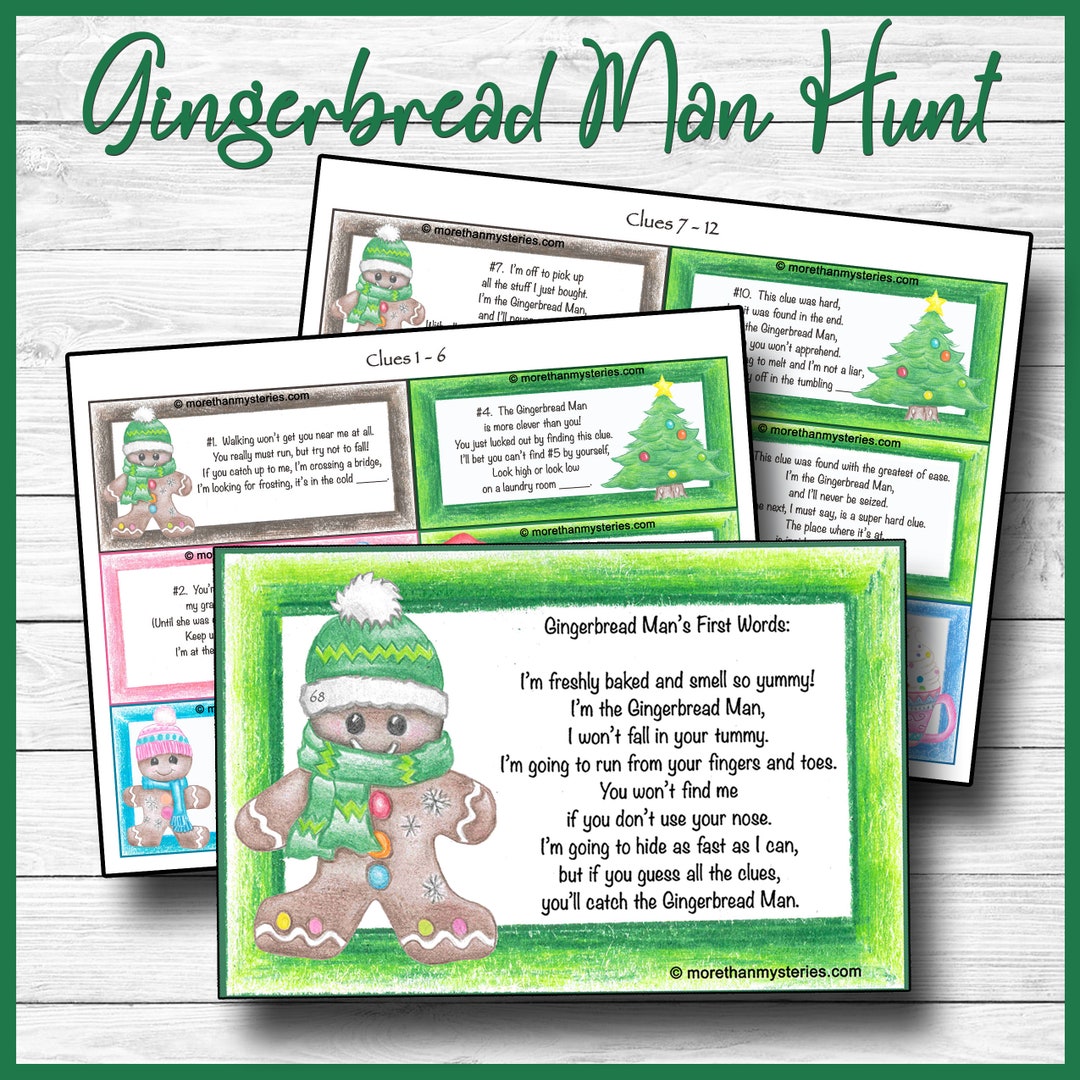 Gingerbread Man Indoor Treasure Hunt for Kids - Printable - Etsy