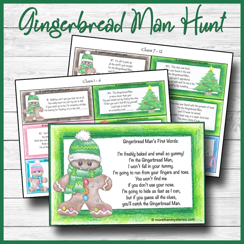 Gingerbread Man Indoor Treasure Hunt for Kids - Printable - Etsy