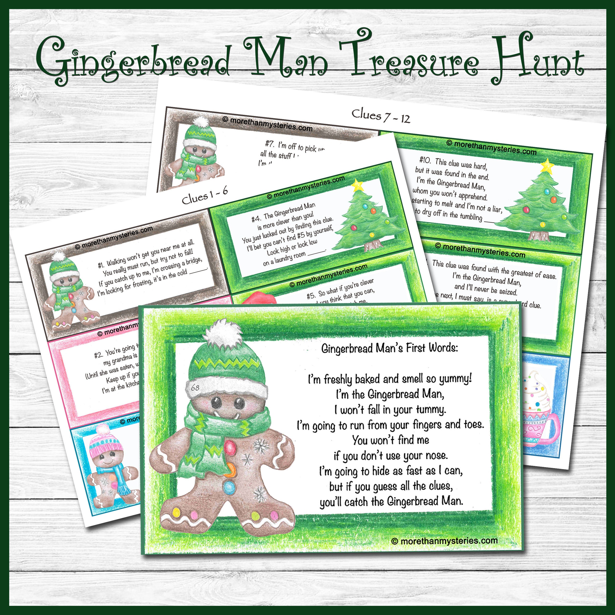 Gingerbread Man Indoor Treasure Hunt for Kids Printable - Etsy