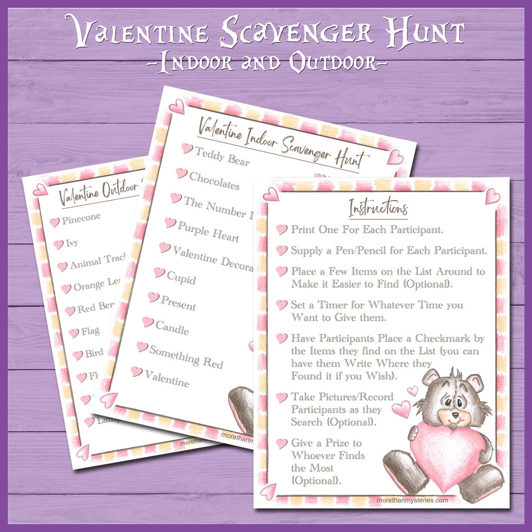 Valentine Scavenger Hunt Indoor and Outdoor - Etsy
