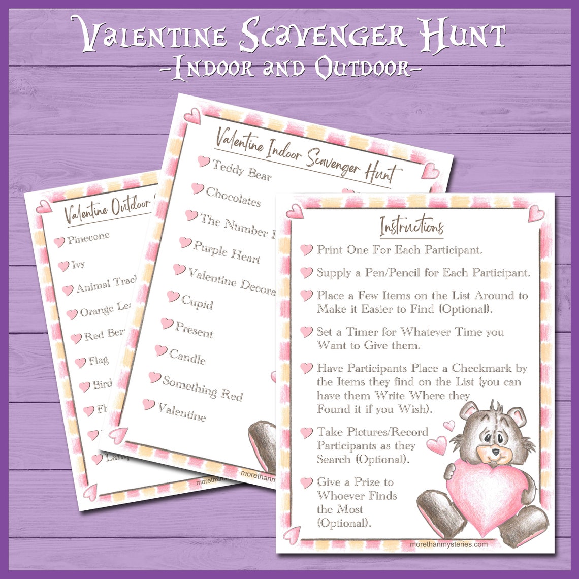 Valentine Scavenger Hunt Indoor and Outdoor - Etsy