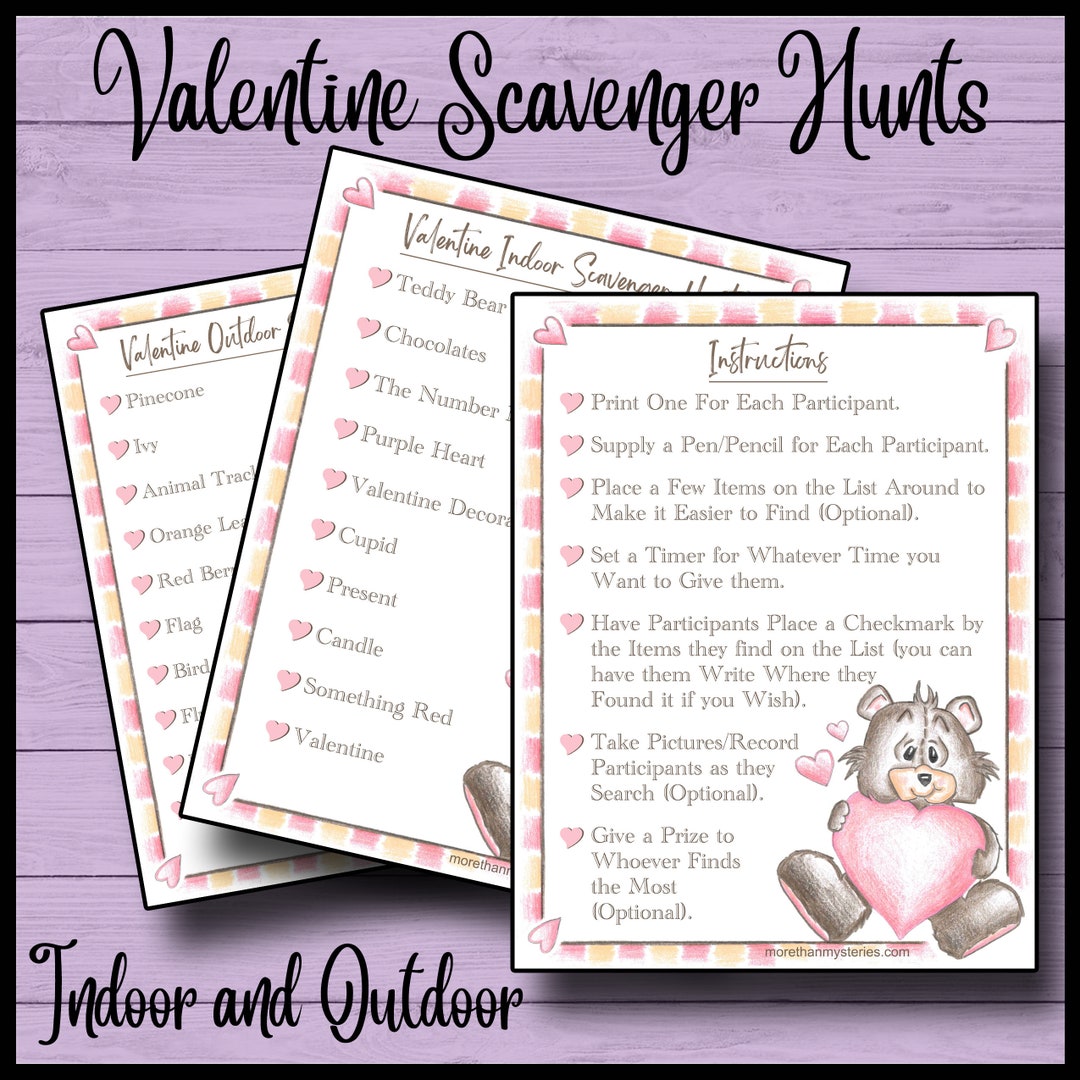 Valentine Scavenger Hunt - Indoor and Outdoor - Etsy