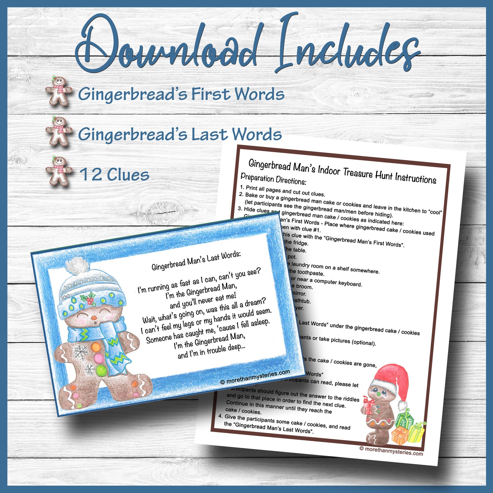 Gingerbread Man Indoor Treasure Hunt for Kids - Printable - Etsy