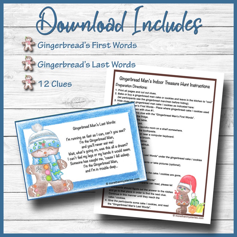 Gingerbread Man Indoor Treasure Hunt for Kids - Printable - Etsy