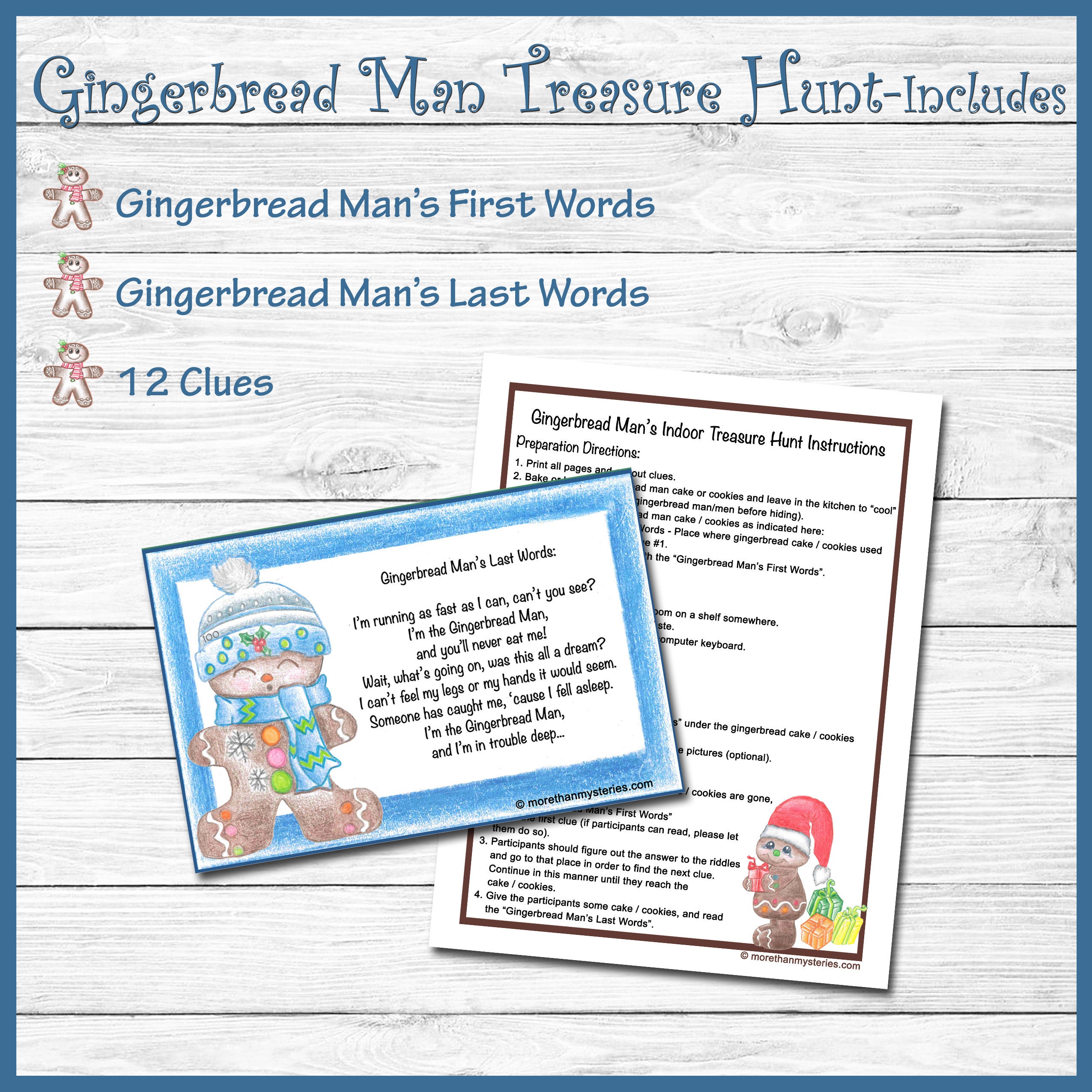 Gingerbread Man Indoor Treasure Hunt for Kids Printable - Etsy