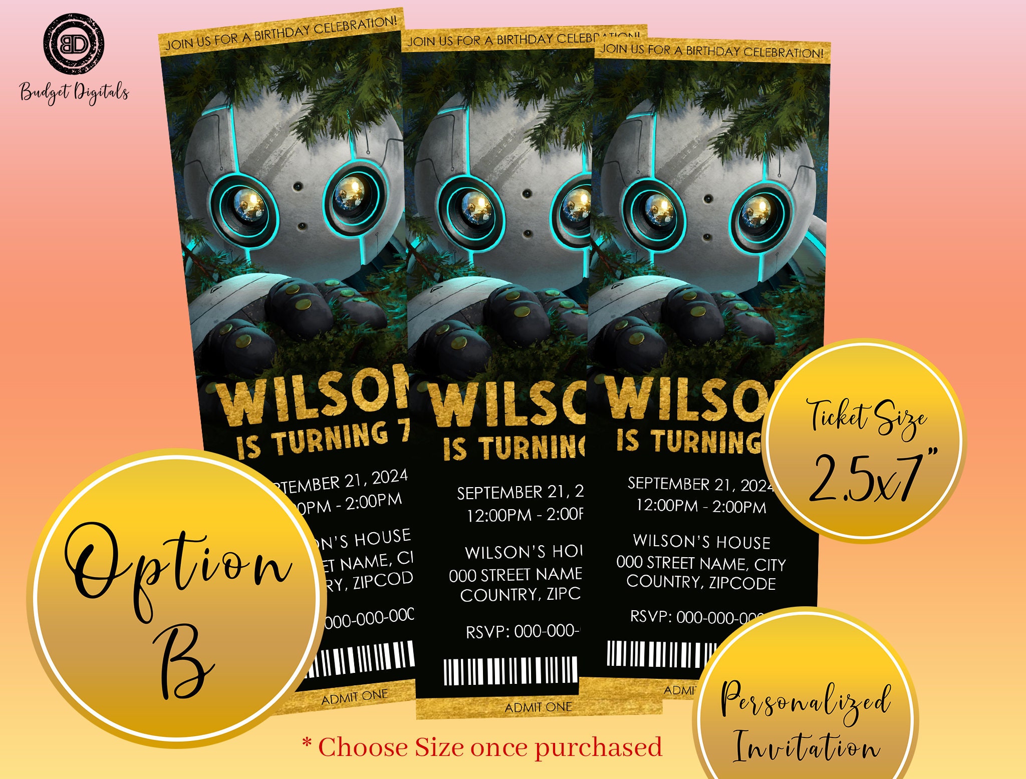 The Wild Robot Birthday Invitation, the Wild Robot Movie Ticket, the ...