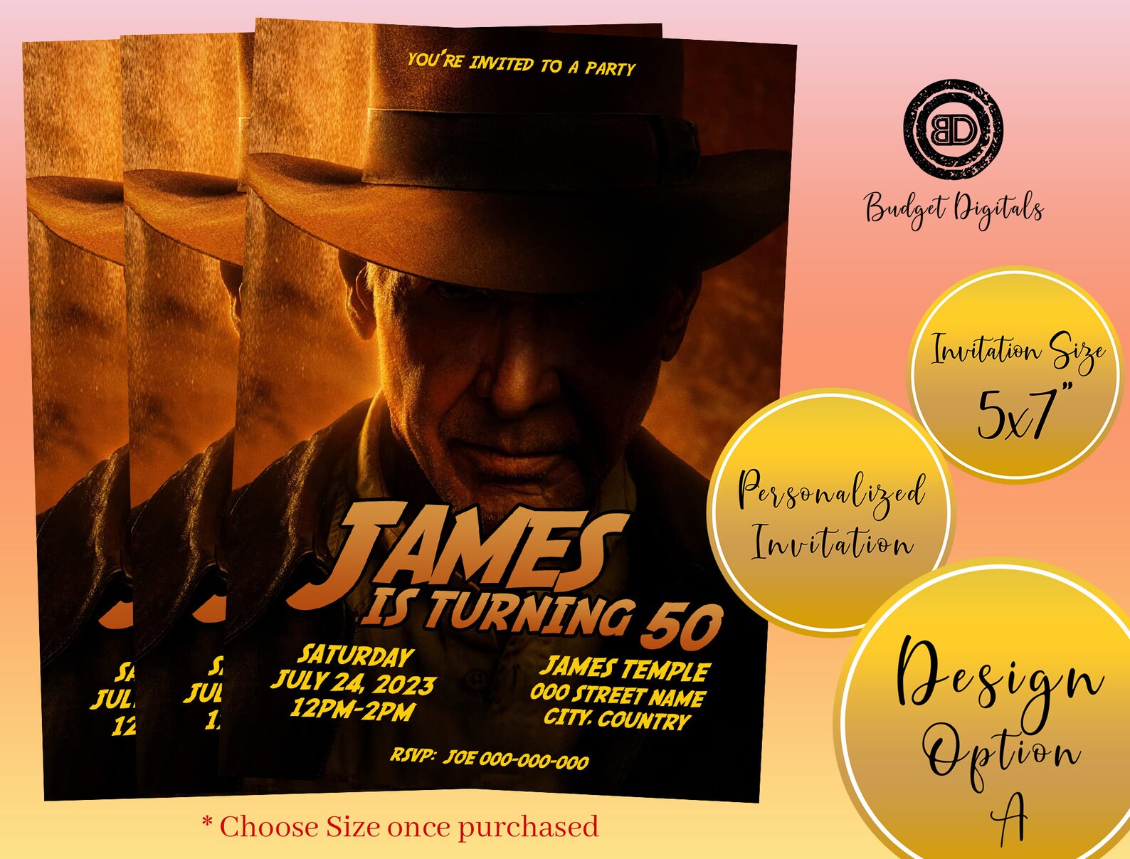 Indiana Jones and the Dial of Destiny Birthday Invitation, Indiana ...