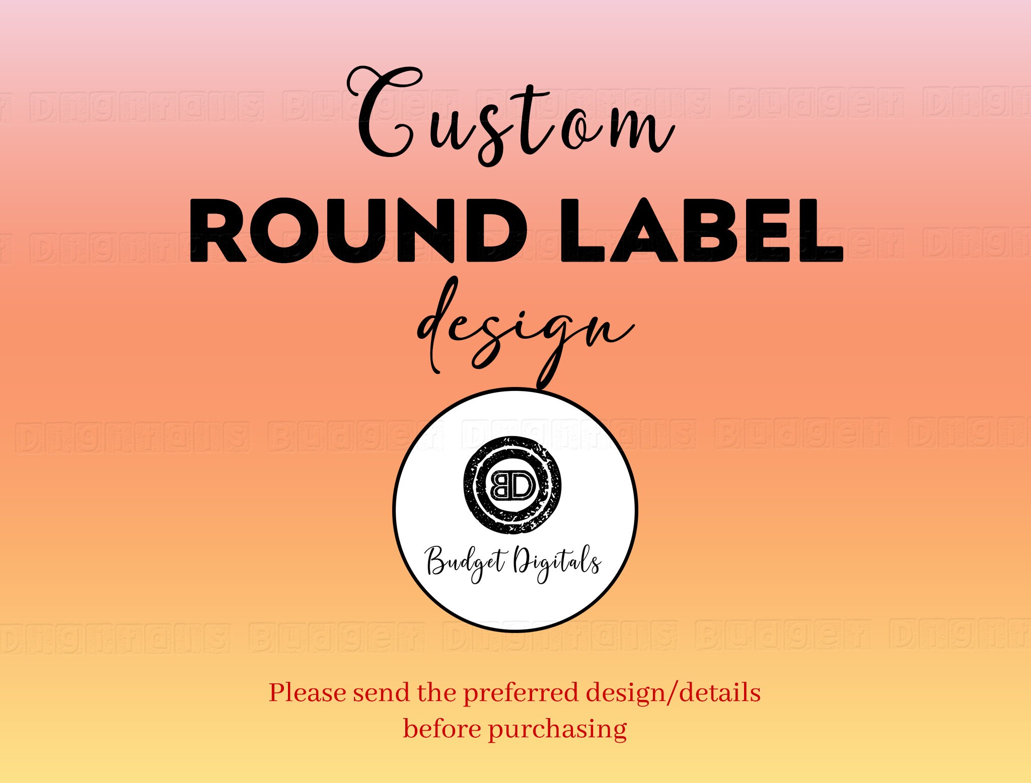 Custom Round Labels, Custom Printable Round Labels, Custom Digital ...