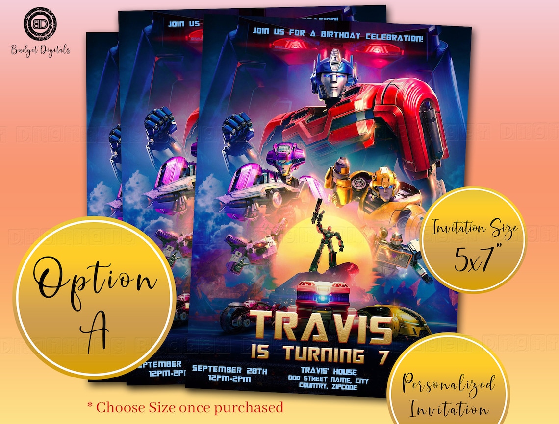 Transformers One Birthday Invitation, Transformers One Movie Ticket ...