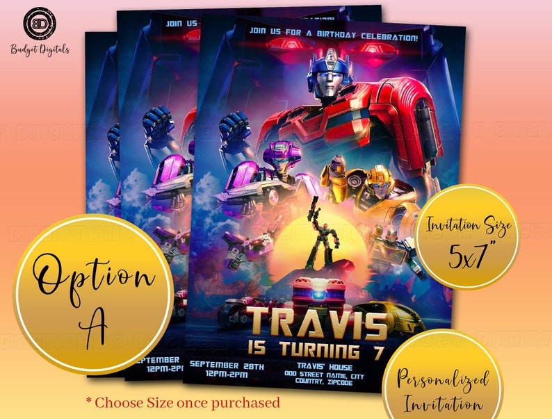Transformers One Birthday Invitation, Transformers One Movie Ticket ...