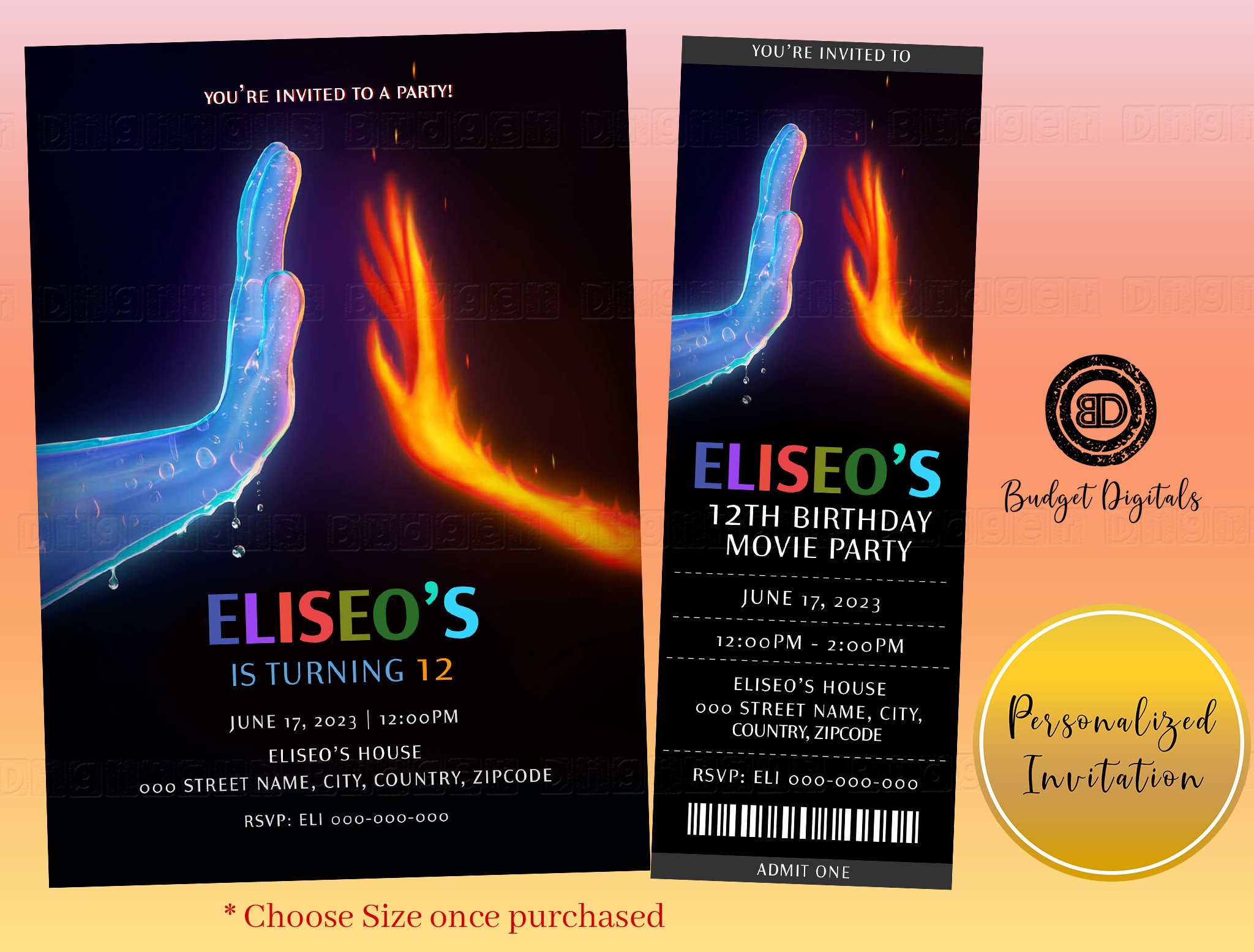 ELEMENTAL Birthday Invitation, ELEMENTAL Invite, Elemental Party ...