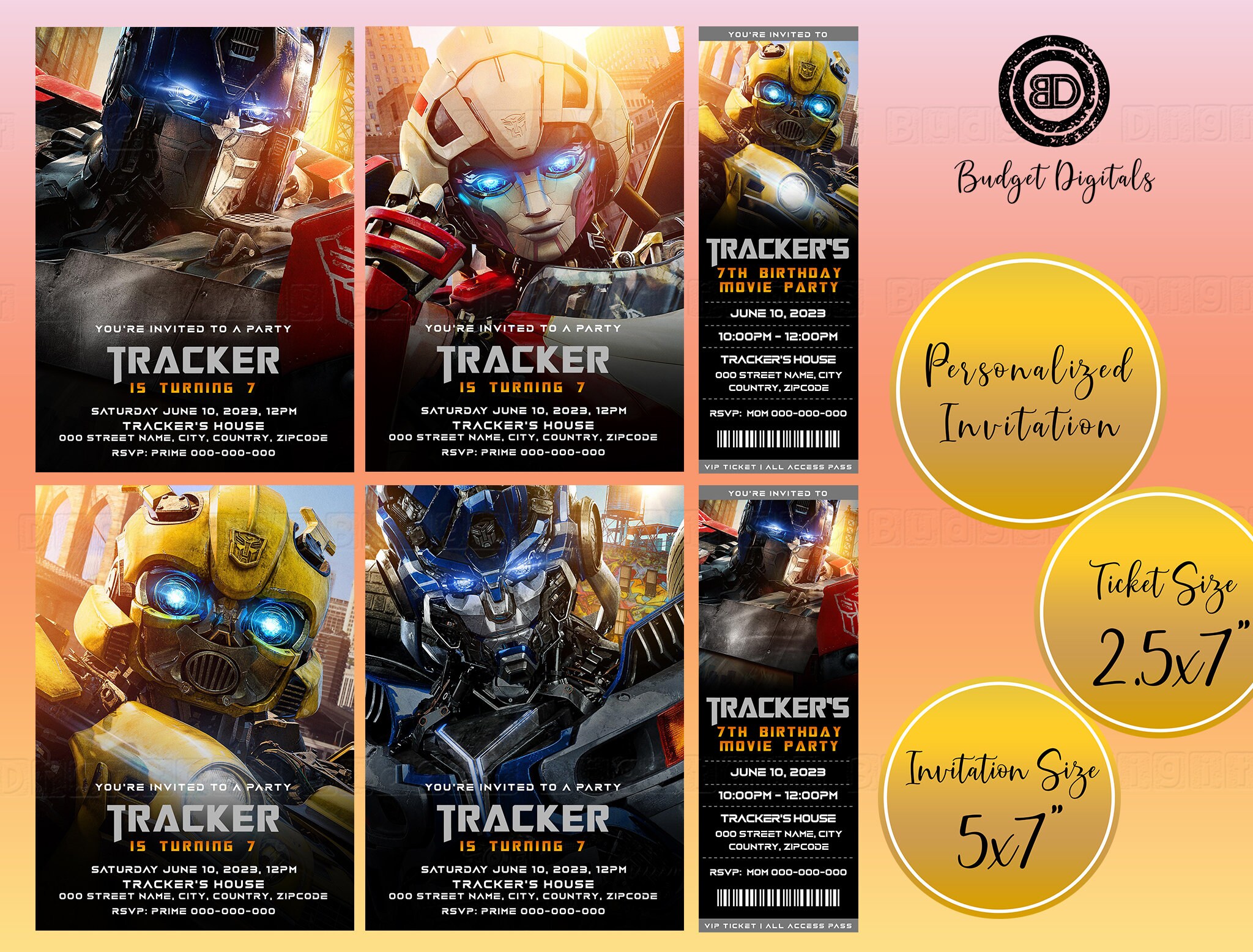 Transformers Rise of the Beasts Birthday Invitation, Transformers Rise of the Beasts Movie ...