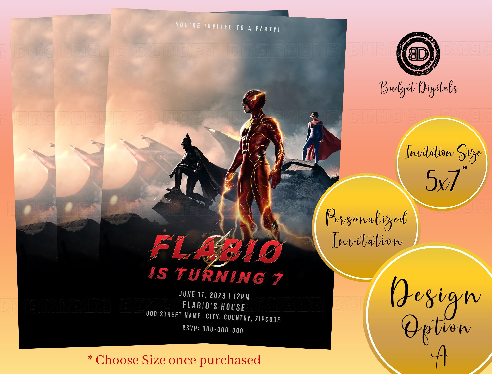 THE FLASH Birthday Invitation, the FLASH Ticket Invitation, the Flash ...