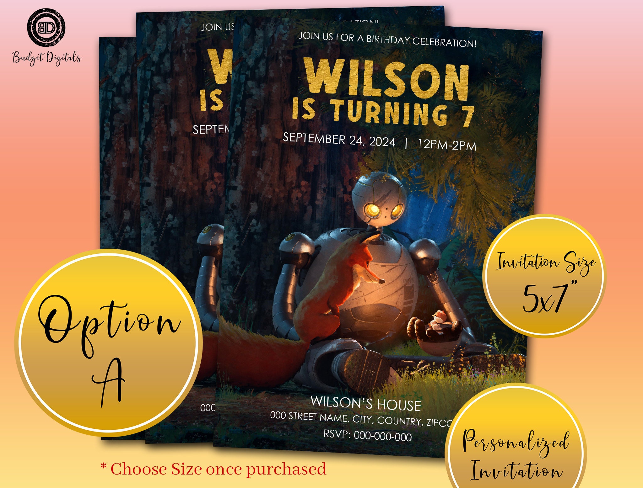 The Wild Robot Birthday Invitation, the Wild Robot Movie Ticket, the ...