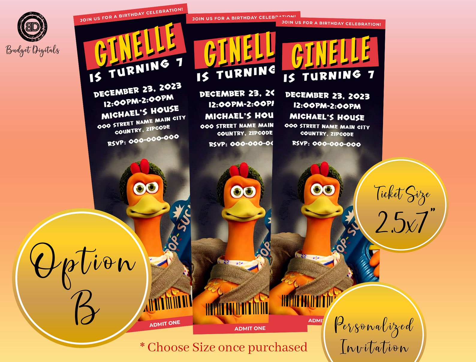 Chicken Run Dawn of the Nugget Birthday Invitation, Chicken Run Dawn of ...