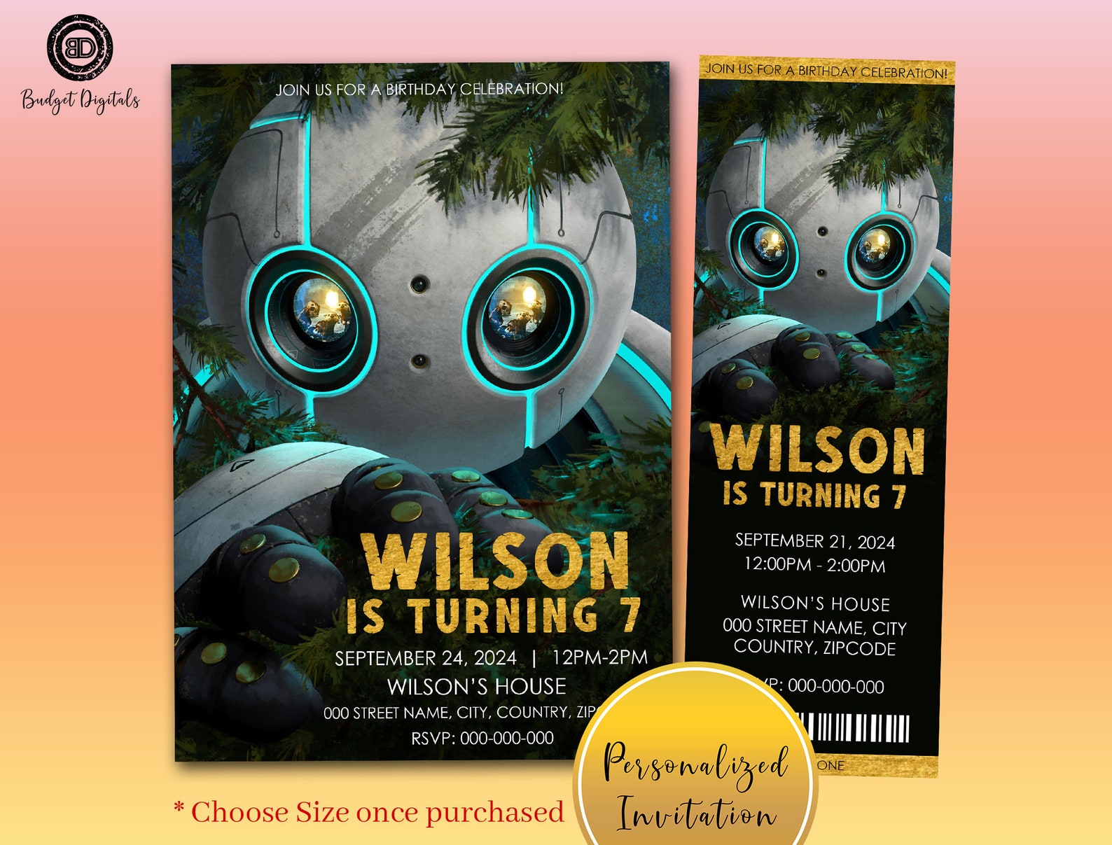 The Wild Robot Birthday Invitation, the Wild Robot Movie Ticket, the ...